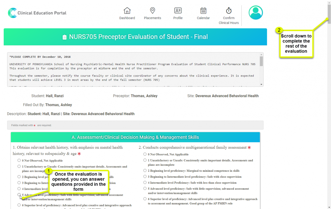 Complete a Student’s Evaluation – CEP