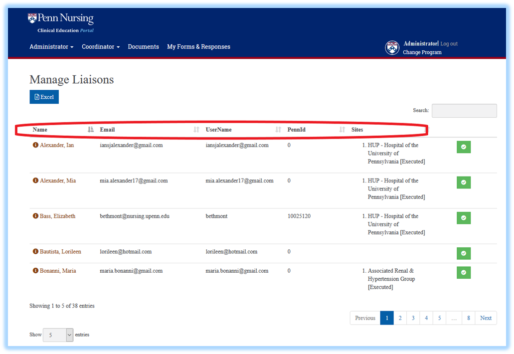 Manage Liaisons – CEP
